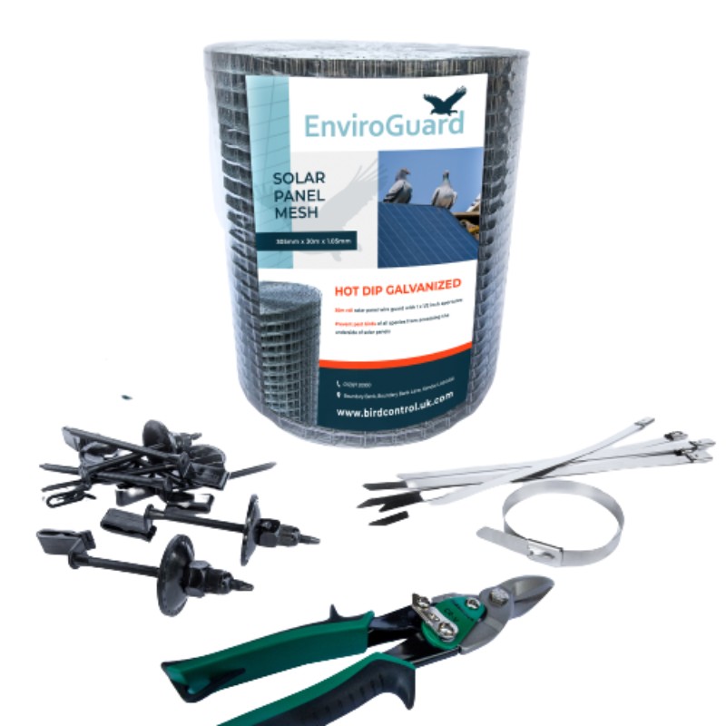 Bird Deterrent 30m Solar Panel Bird Exclusion Kit (Galvanized Mesh)